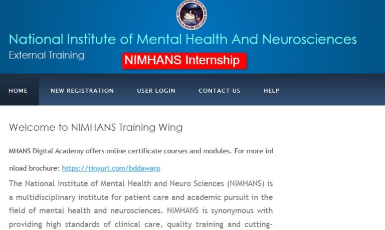 NIMHANS Internship 2026 - The Internship